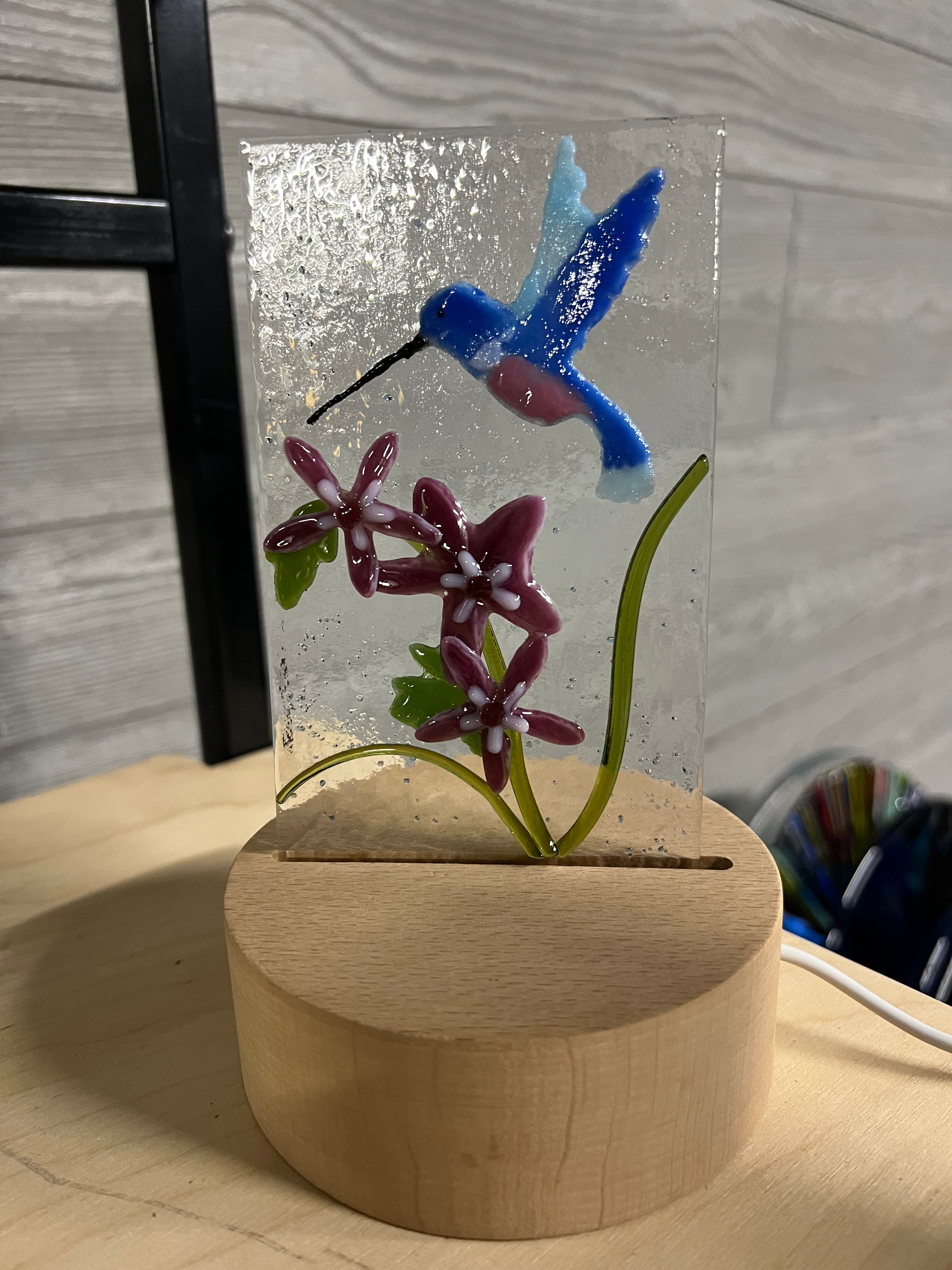 Wood Puck Light, Hummingbird | Topsail Island Glass Works